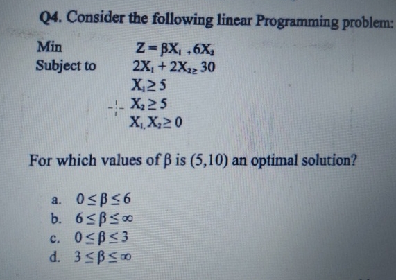 Solved Q4. ﻿Consider the following linear Programming | Chegg.com