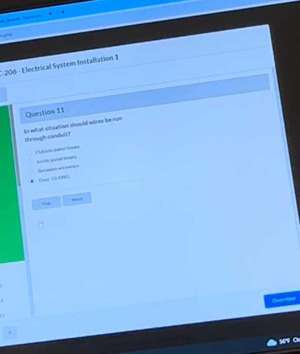 Solved 206 - ﻿Electrical System Installation 1Question 11In | Chegg.com