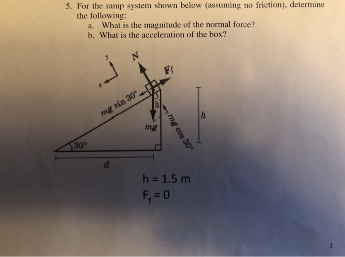 Solved 5. For the ramp system shown below (assuming no | Chegg.com