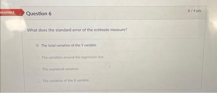 Solved What does the standard error of the estimate measure? | Chegg.com