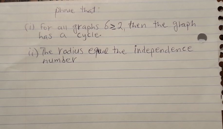 Solved prove that:(i) ﻿for all graphs δ≥2, ﻿then the glaph | Chegg.com