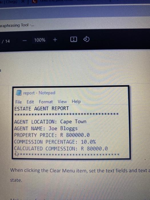 sale of a property. The application must capture all | Chegg.com
