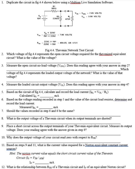 Solved 1. Duplicate the circuit in fig. 4.4 shown below | Chegg.com