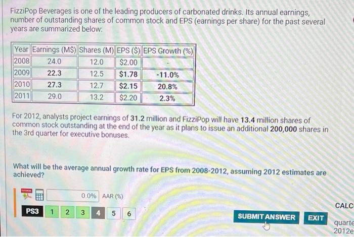 Solved FizziPop Beverages is one of the leading producers of | Chegg.com