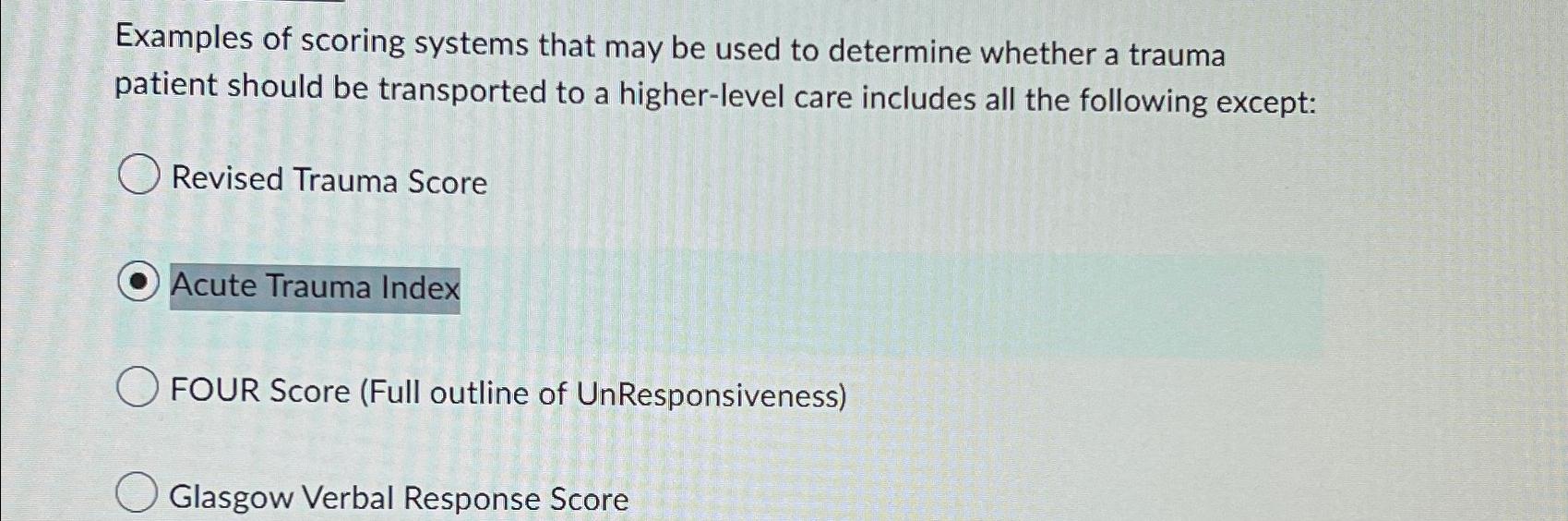 Solved Examples of scoring systems that may be used to | Chegg.com
