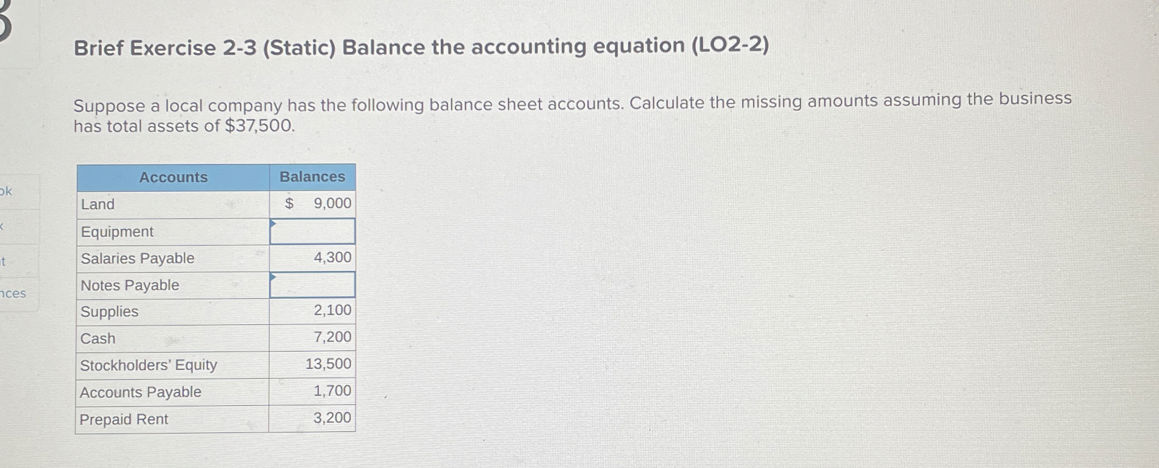Solved Brief Exercise 2-3 (Static) ﻿Balance the accounting | Chegg.com