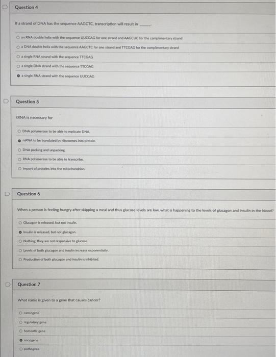 Solved Question 4 If a strand of DNA has the sequence AAGCTC | Chegg.com