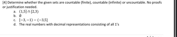 Solved [4] Determine whether the given sets are countable | Chegg.com