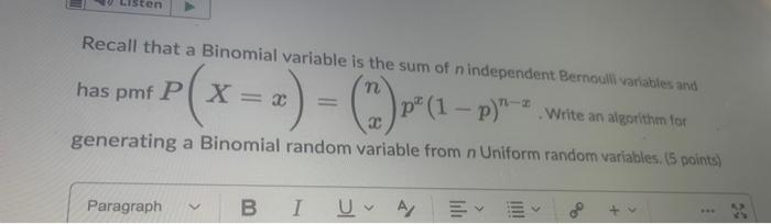 Solved P(X=x)=(nx)px(1−p)n−x | Chegg.com