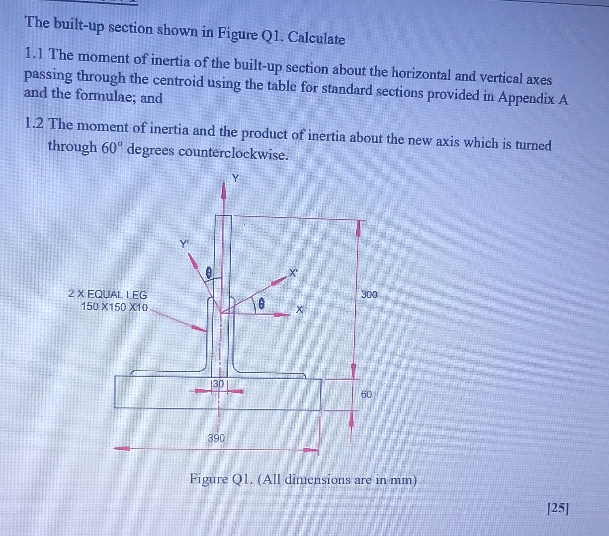 Solved The built-up section shown in Figure Q1. Calculate | Chegg.com