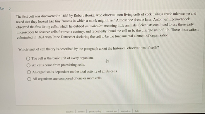 Solved The first cell was discovered in 1665 by Robert | Chegg.com