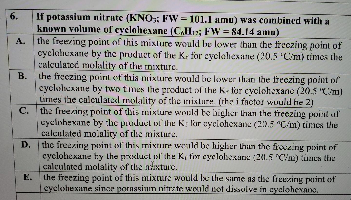 Solved 6. If potassium nitrate (KNO3; FW = 101.1 amu) was | Chegg.com