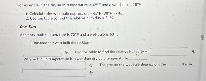 Solved For example, if the dry-bulb temperature is 45∘F and | Chegg.com