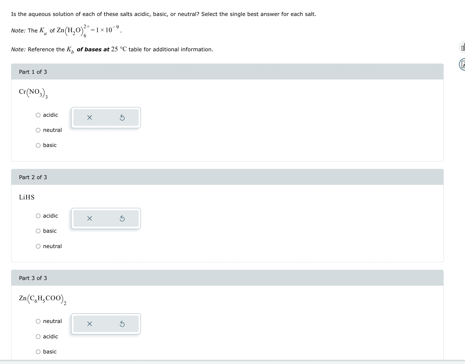 Solved Is the aqueous solution of each of these salts | Chegg.com