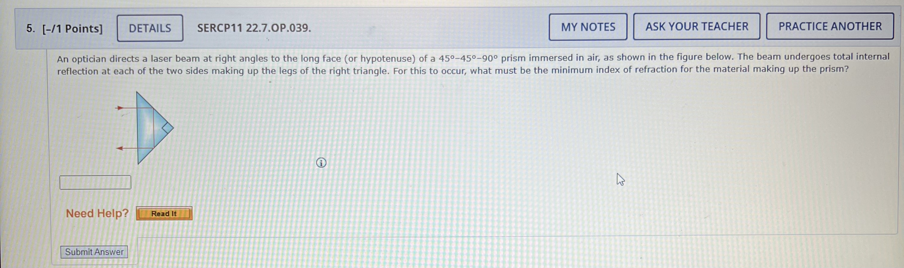 Solved What must be the minimum index of the refraction for | Chegg.com