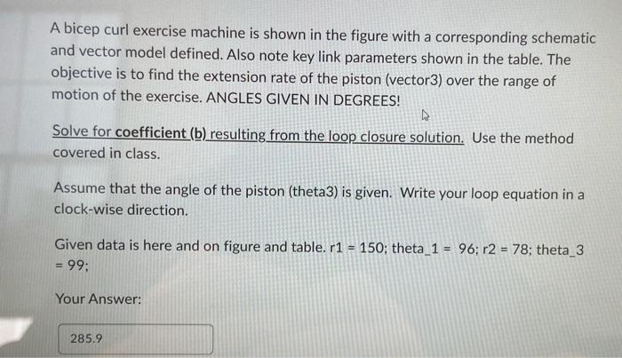Solved A bicep curl exercise machine is shown in the figure | Chegg.com