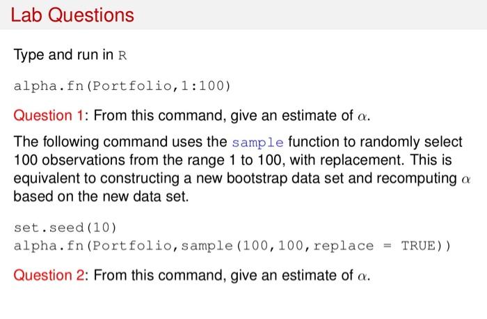 Solved 1. Install the ISLR, we will be using the Portfolio | Chegg.com