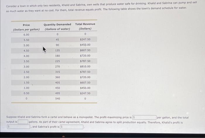 Solved Consider a town in which only two residents, Khalid | Chegg.com