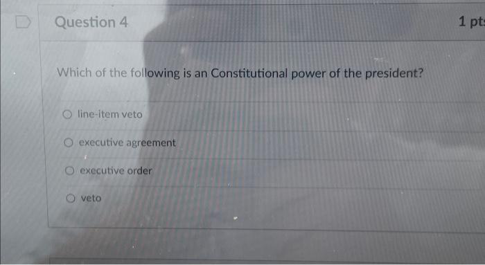 Which of the following is an Constitutional power of | Chegg.com