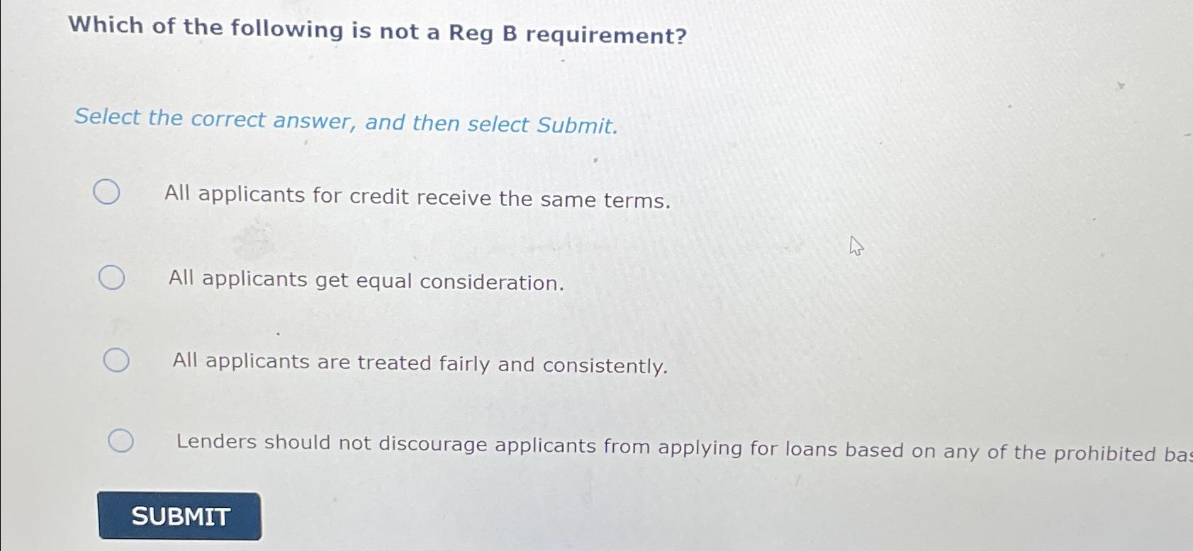 Solved Which of the following is not a Reg B | Chegg.com