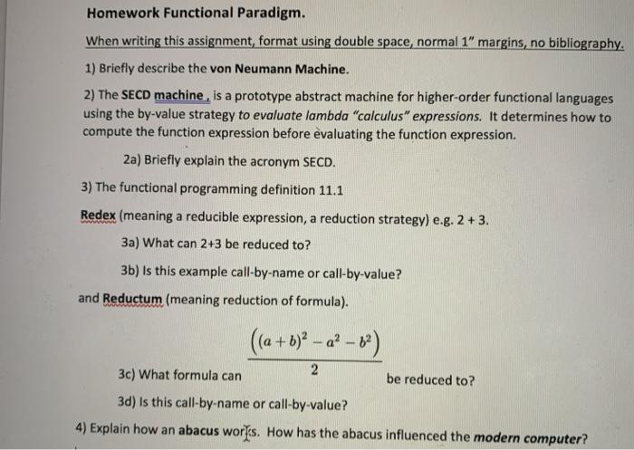 Solved Homework Functional Paradigm. When writing this | Chegg.com