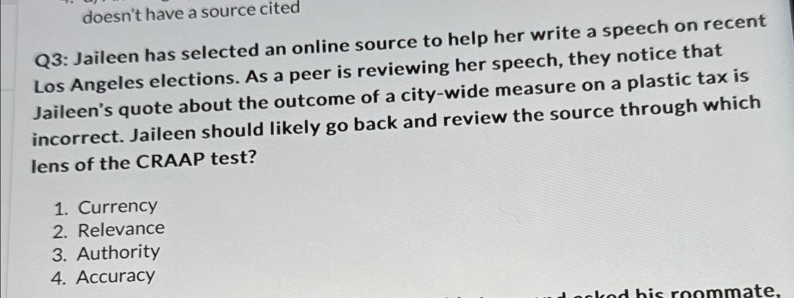 Solved doesn't have a source citedQ3: Jaileen has selected | Chegg.com