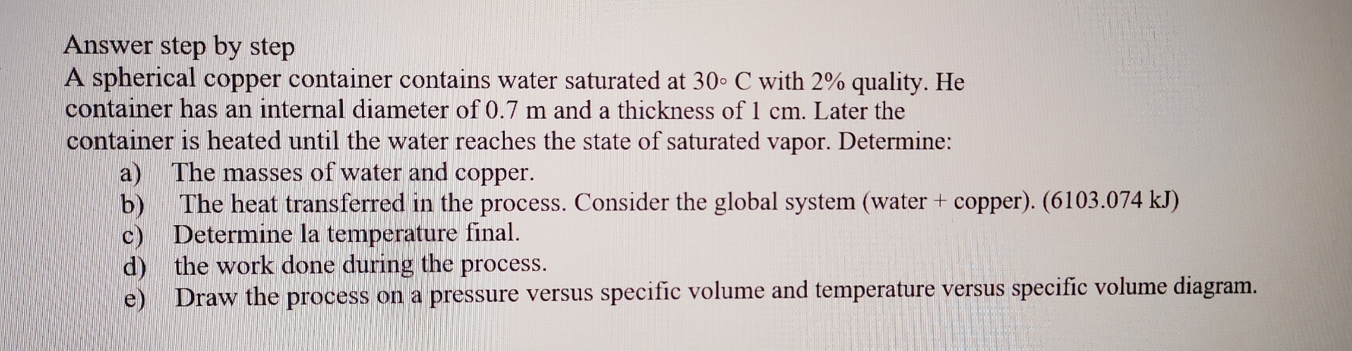 Solved Answer step by stepA spherical copper container | Chegg.com
