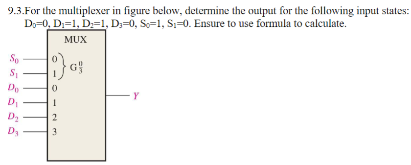 Solved 9.3.For the multiplexer in figure below, determine | Chegg.com