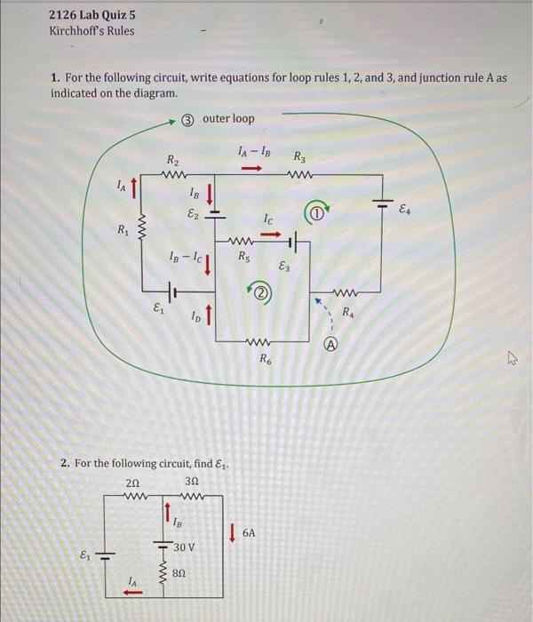 1. For the following circuit, write equations for | Chegg.com
