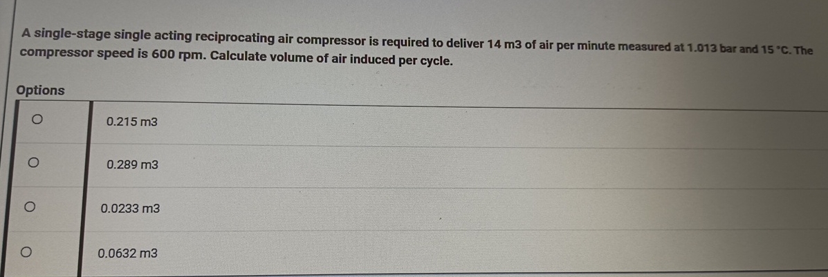 Solved A single-stage single acting reciprocating air | Chegg.com