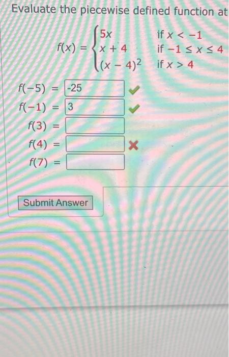 Solved Evaluate the piecewise defined function at | Chegg.com