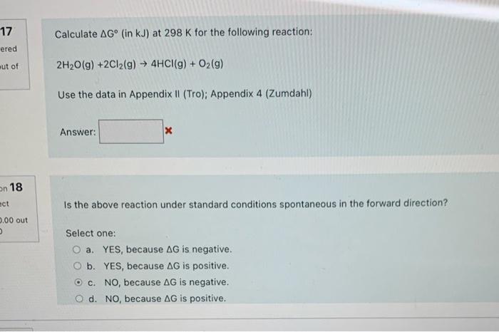Solved 5 Endothermic reaction; increase in entropy Calculate | Chegg.com