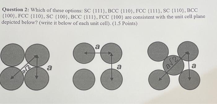 Solved Question 2: Which of these options: SC {111), BCC | Chegg.com