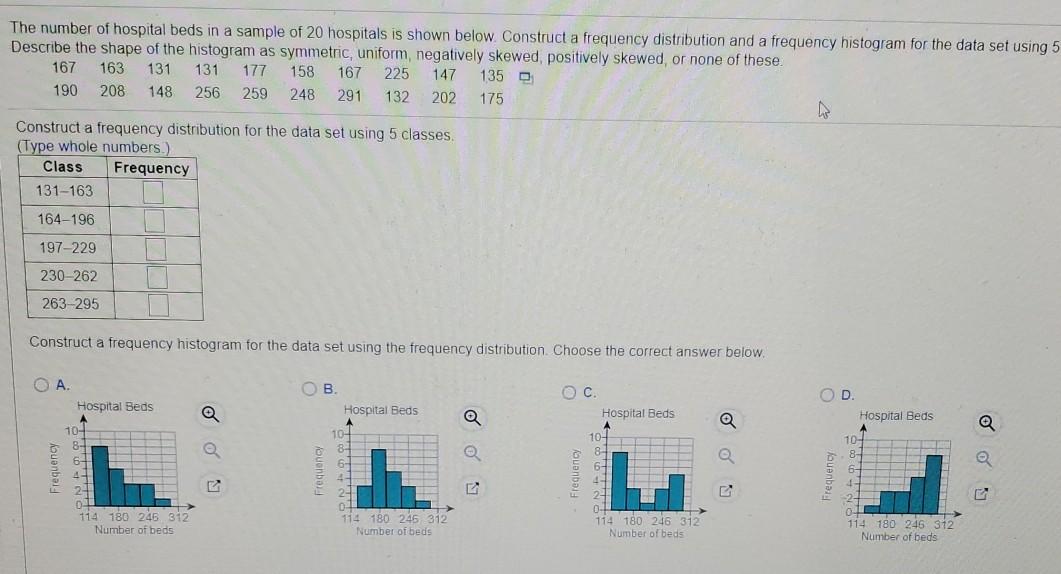 Solved The number of hospital beds in a sample of 20 | Chegg.com