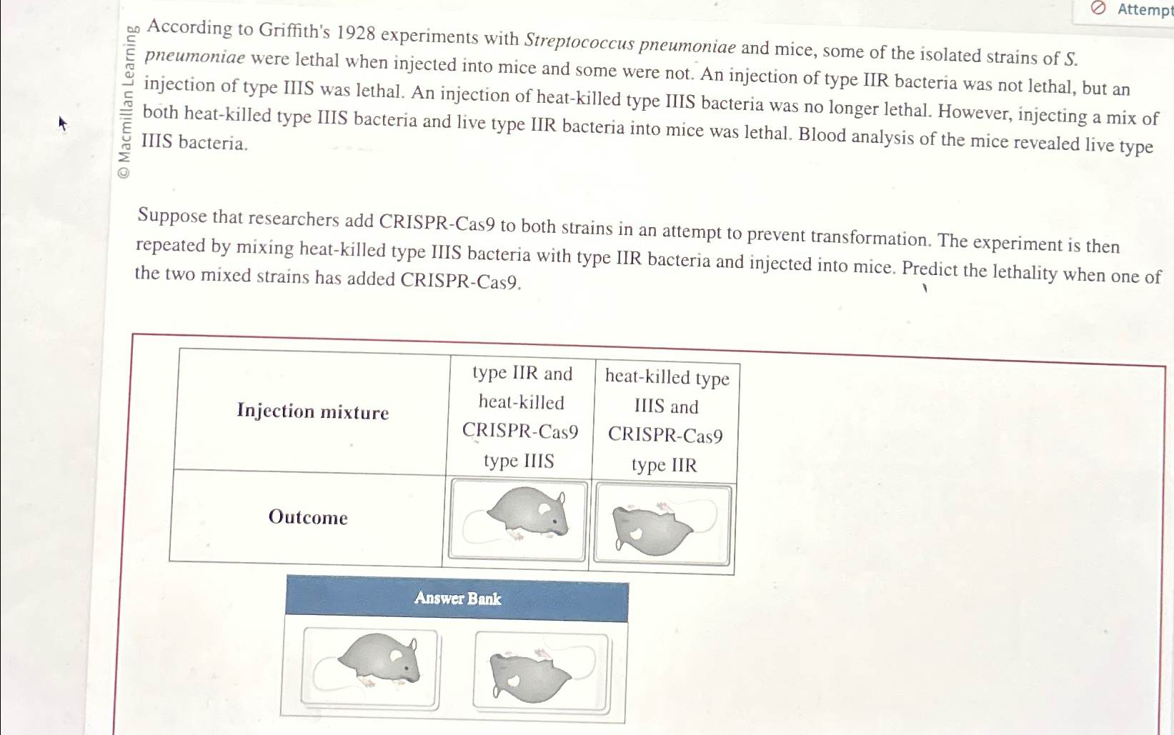 Solved 等According to Griffith's 1928 ﻿experiments with | Chegg.com