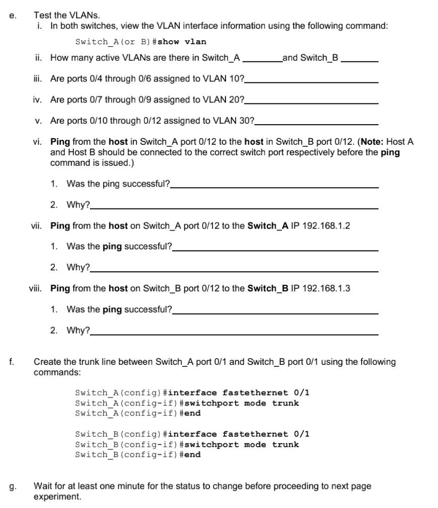 Part 2. Virtual LAN (VLAN) 1. Objectives a. To study | Chegg.com