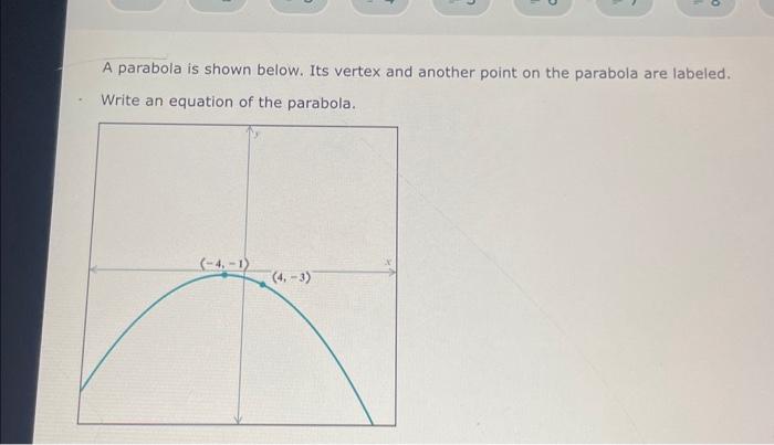 A parabola is shown below. Its vertex and another | Chegg.com
