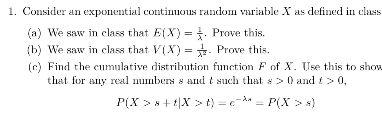 Solved Consider An Exponential Continuous Random Variable X