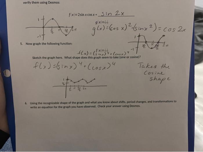 verify them using Desmos: 5. Now graph the following | Chegg.com