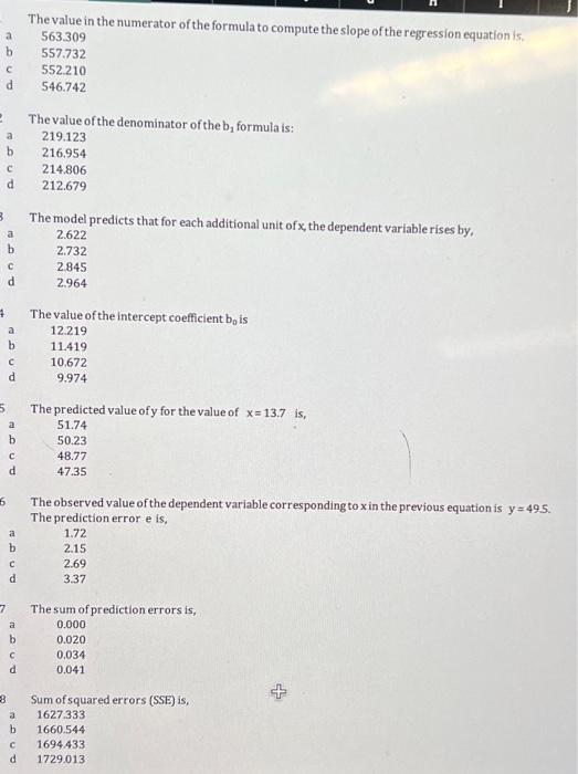 Solved The value in the numerator of the formula to compute | Chegg.com