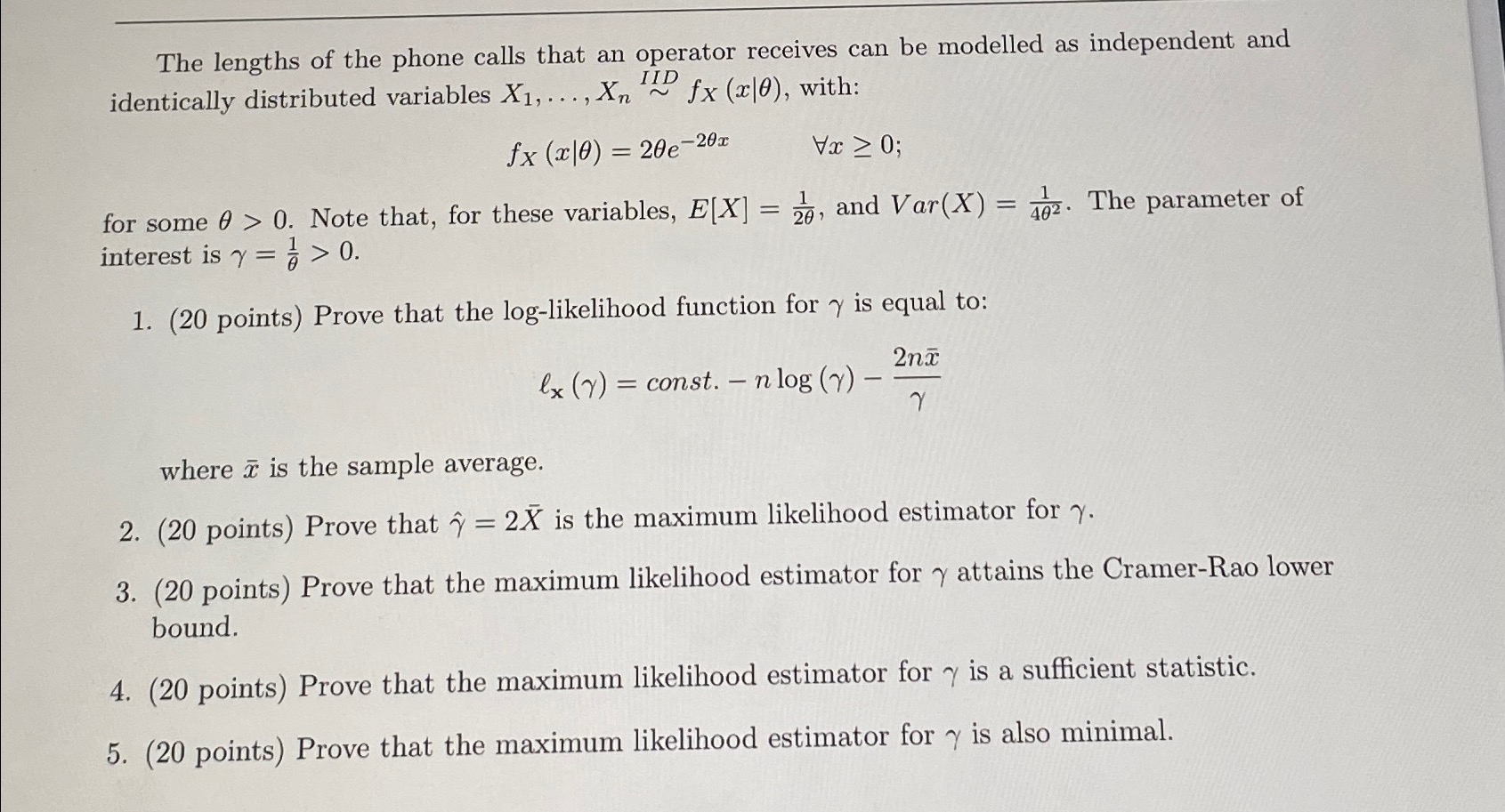 Solved The lengths of the phone calls that an operator | Chegg.com