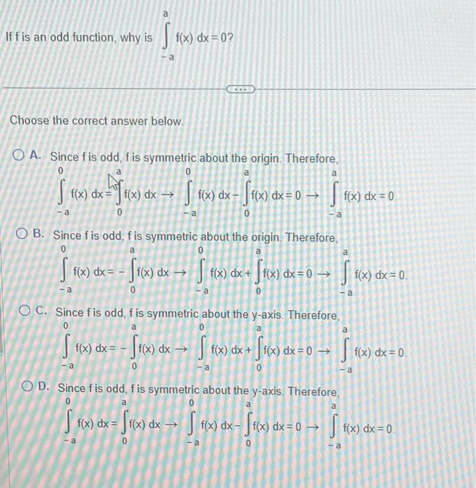 Solved 1. 5.4a 110064 - 07 If f is an odd function, why is | Chegg.com