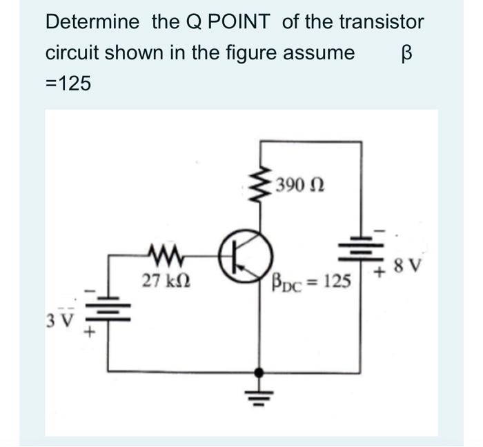 Solved Determine the Q POINT of the transistor circuit shown | Chegg.com