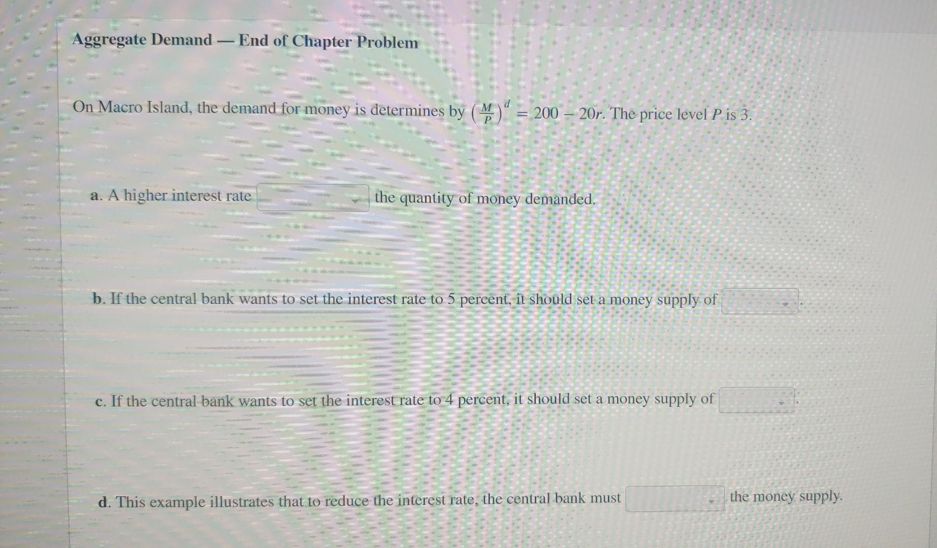 Solved Aggregate Demand — End of Chapter Problem On Macro | Chegg.com