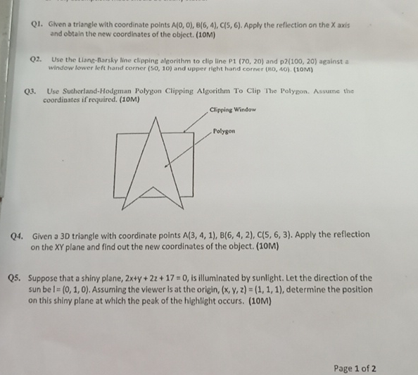 Solved Q1. ﻿Given a triangle with coordinate points | Chegg.com