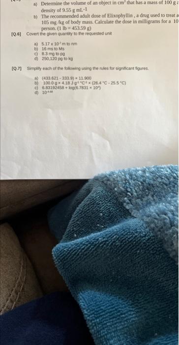 Solved a) Determine the volume of an object in cm2 that has | Chegg.com