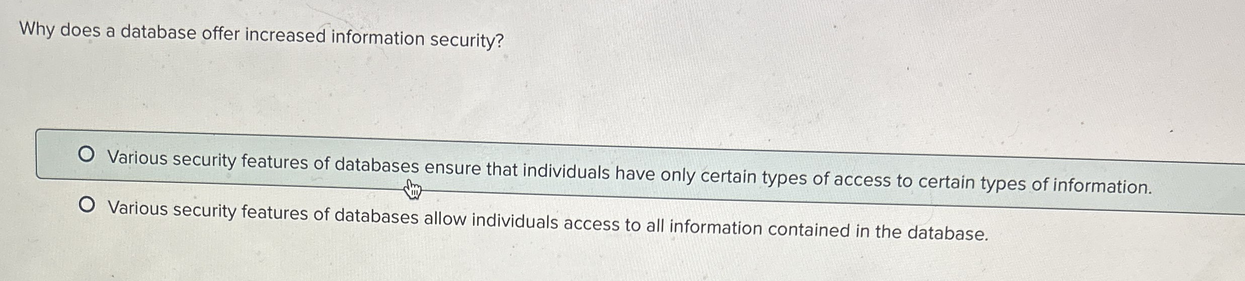 Solved Why does a database offer increased information | Chegg.com