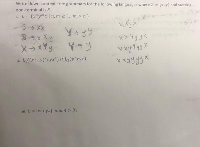 Solved Write down context-free grammars for the following | Chegg.com