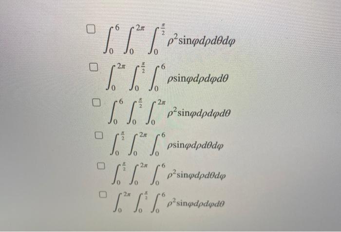 Solved Set up a triple Integral in spherical coordinates for | Chegg.com