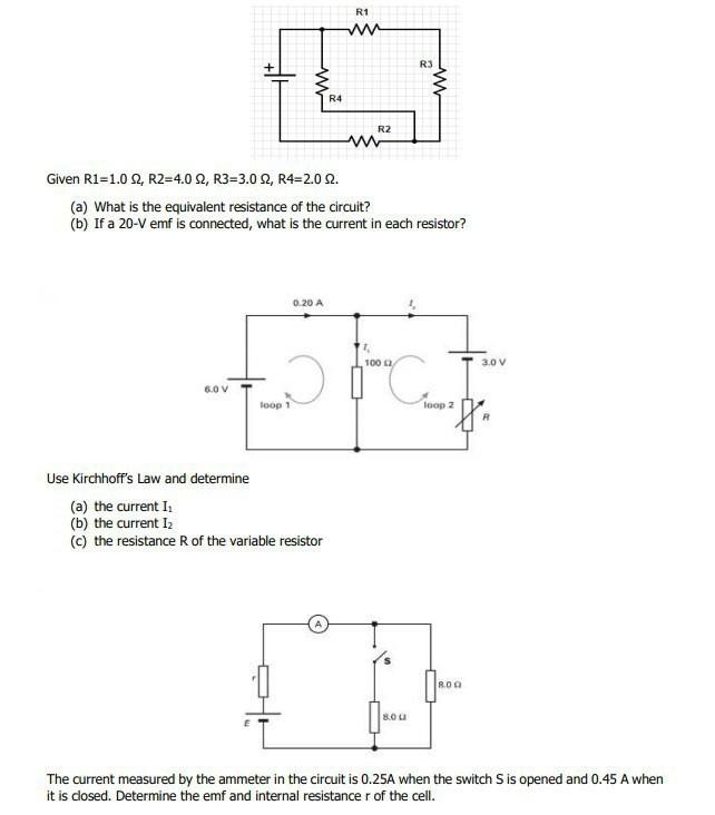Solved R1 w R3 } R4 R2 Given Rl=1.0 S2, R2=4.02, R3=3.0 12, | Chegg.com